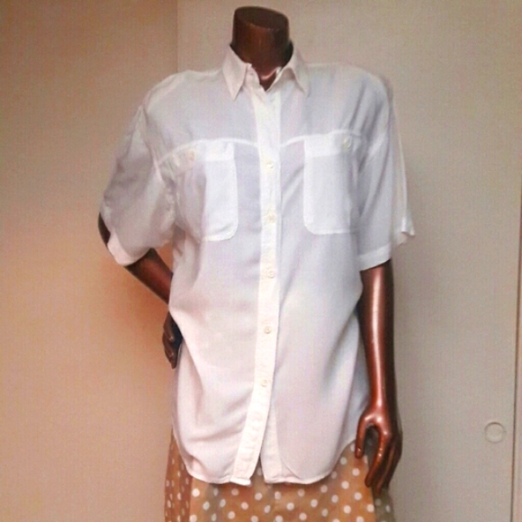 Ashleigh Morgan | Tops | Vintage Ashleigh Morgan Basic White Button Shirt | Poshmark